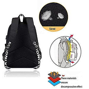 FDGDFG Love Printed Fashion Sport Hip Hop Backpack With USB Charging Port Backpack Student Unisex School Bag (black9)