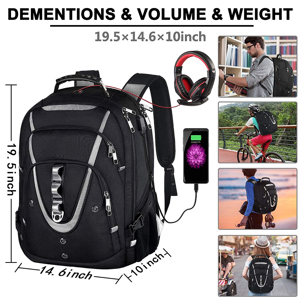 15.6 Laptop Backpack for Women, Work Backpack with USB Port RFID Anti Theft Travel Backpacks for Teacher Nurse, Cute School College Gifts Bookbag Wide Open Water Resistant Casual Daypack for Tablet