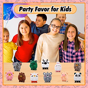 ChildFun 12 PCS Party Favors for Kids,3D Animal Pop Toys,Goodie Bags Stuffers for Kids,Pinata Stuffers Carnival Prizes,Fidget Toys Bulk,Prize Treasure Box Toys for Classroom,Suction Toys for Toddlers