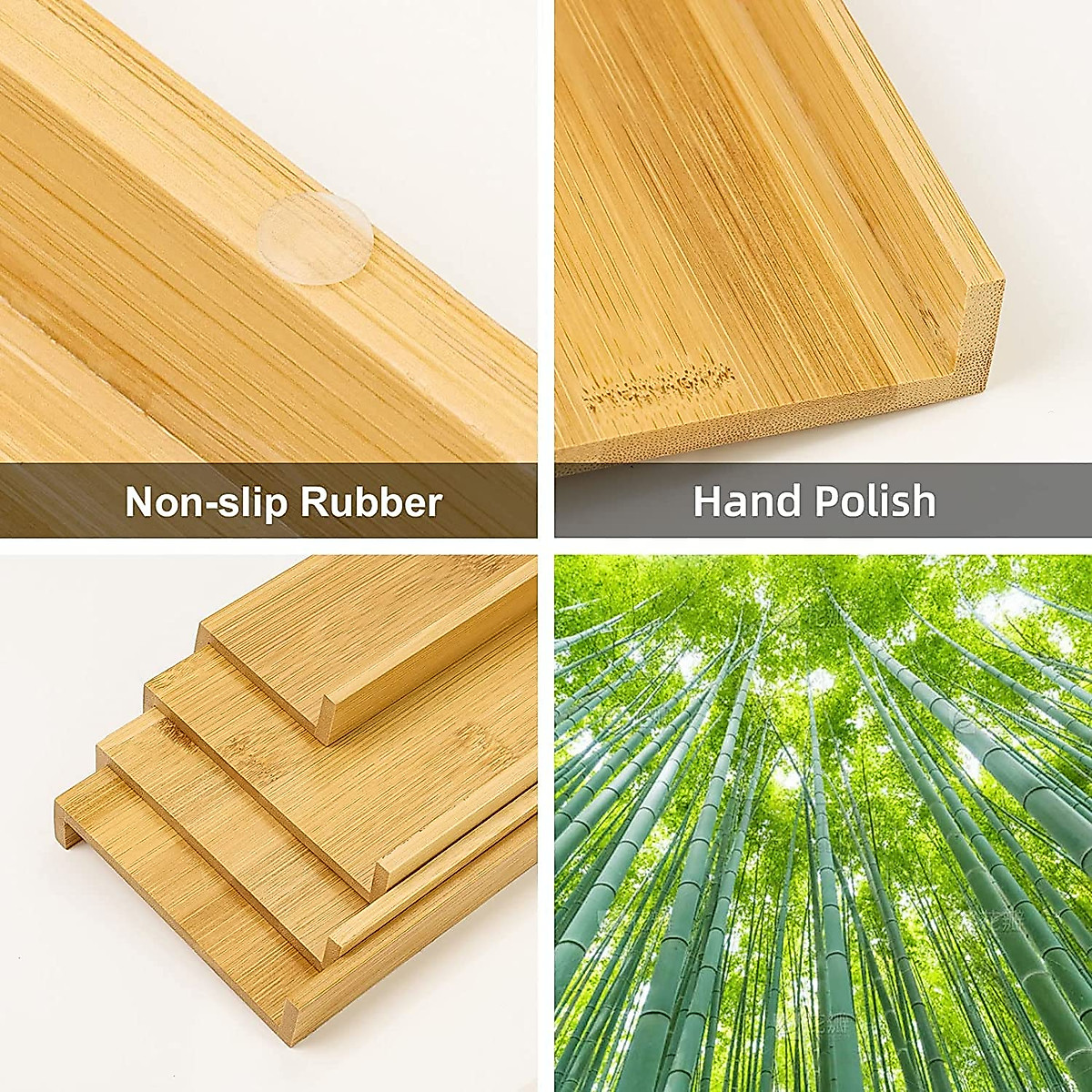 KitHero Spice Drawer Organizer with 35 Spice Jars,216 Labels,50 Non-slip Rubber, Bamboo 4 Tier Seasoning Rack Tray Insert for Kitchen Drawers,Cabinets,Countertop,16.14" Wide x 15.8" Deep