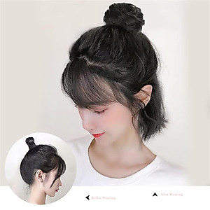 2Pcs Mini Claw Fake Space Hair Bun Clip in Messy Bun Synthetic Hair Chignon Donut Hair Bun Extensions Wig Accessory Ponytail Updo Hair Pieces for Women Girls and Kids (#8)