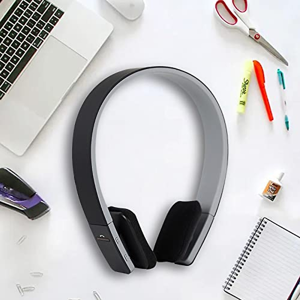 Over Ear Bluetooth Headphones Wireless Headset with Built-in Mic Active Adjust-Able Angle Soft Earmuffs Retractable Holder Su