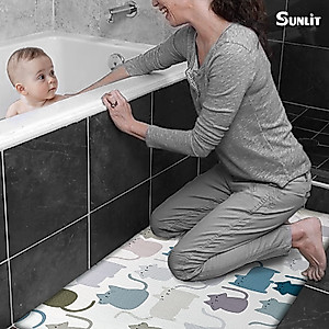 Sunlit Set of 2 Anti Fatigue Kitchen Floor Mat (Size 28"x17" & 47"x17"), Non Slip Waterproof Comfort Standing Mat, Thick Cushioned Anti Fatigue Kitchen Rug Runner, Cute Morandi Cats