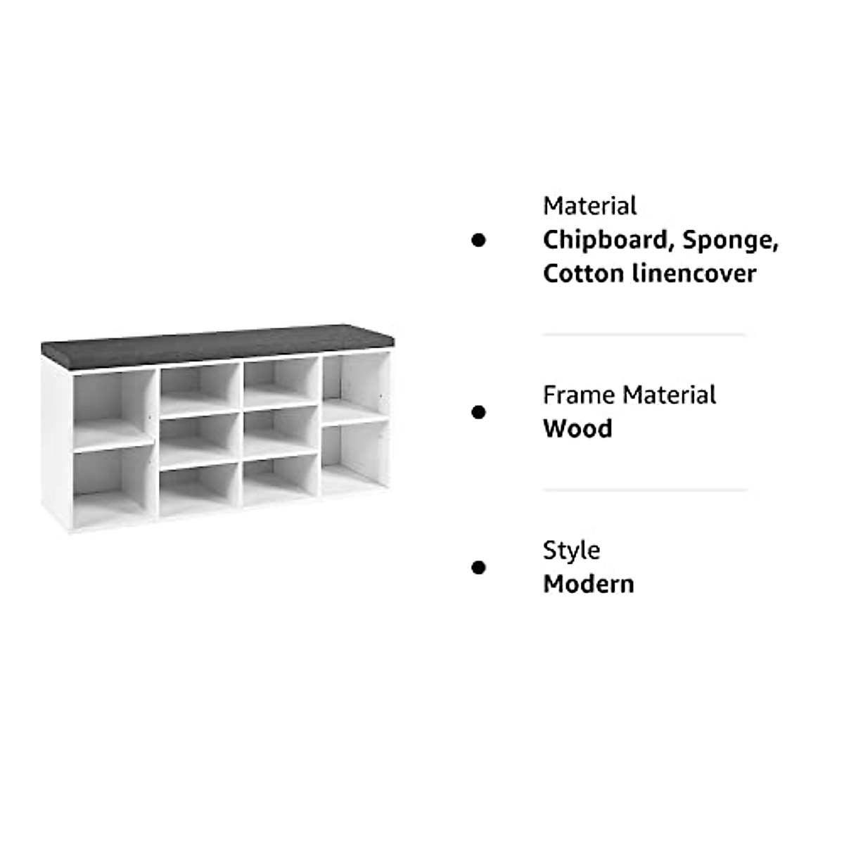 Giantex Shoe Storage Bench with Cushion, Entryway Shoe Rack Bench, Adjustable Shelves, 10-Cubbies Shoe Organizer Bench for Entryway, Living Room, Bedroom, Hallway, Closet, Mudroom (White)