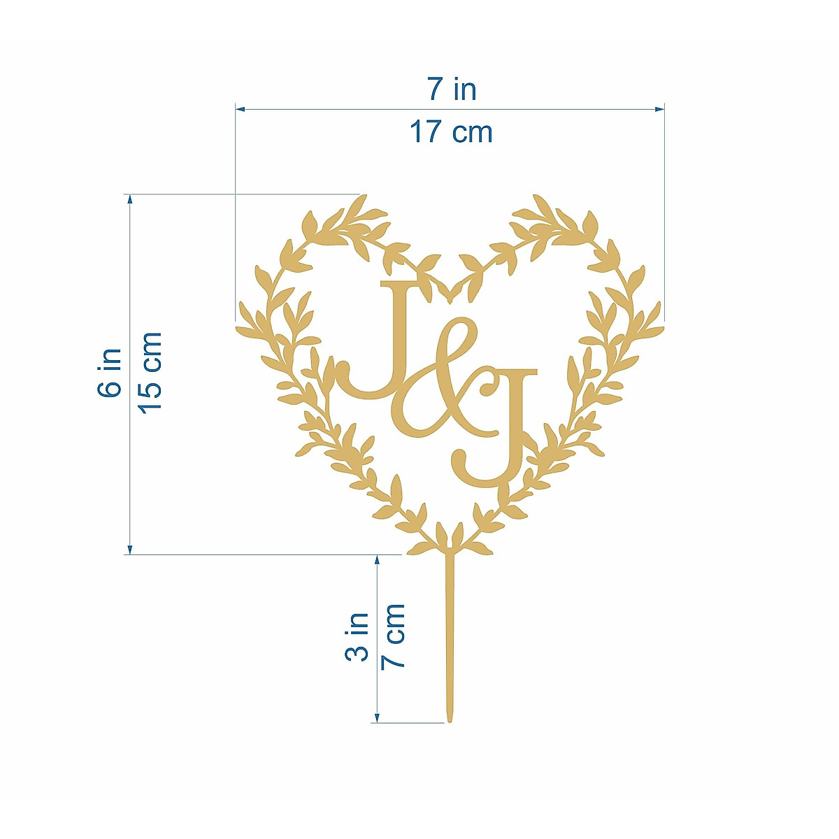 Personalized 2 Initials Wedding Cake Topper, Heart Cake Topper, Hand Lettered Initials, Mr & Mrs Custom Cake Topper, Anniversary Letters Flower Cake Topper Bride and Groom Monogram Floral Heart Wreath