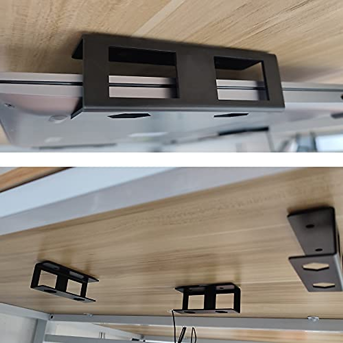 PIAOLGYI Black Under Desk Laptop Holder Mount with Screw,Under Desk Laptop Mount Bracket,Add On Under Table Laptop/Keyboard Storage（3 Pcs）