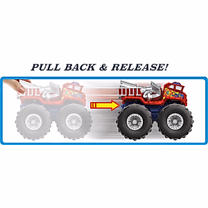 Hot Wheels Monster Trucks Twisted Tredz Vehicles, Creature-Themed 1:43 Scale Toy Truck with Pull-Back Motor & Giant Wheels, Gift for Kids Ages 3 Years Old & Up