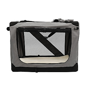 DYNAMI 27.5 inch Collapsible Crate for Dogs,3-Door Foldable Soft Kennel with Mesh Windows,Portable Dog Travel Crate with Strong Steel Frame,for Indoor & Outdoor Travel