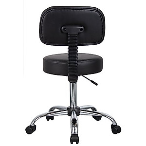 Boss Office Products Be Well Medical Spa Stool with Back in Vinyl, Black