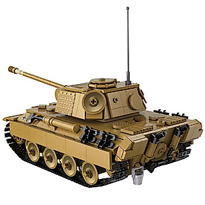 dOMOb Panther WWII German Tank Building Kit – 2.4G Remote Control Battle Army Build Set – 1:35 RC Model – CADA Bricks Toys for 14+ Kids & Adults – 907 Building Blocks – for Boys, Hobbyist, Collector