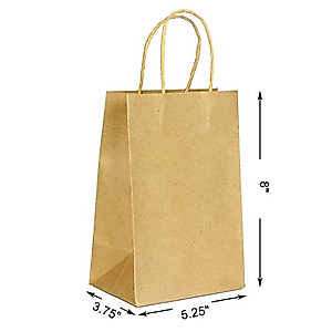 JOYIN 100 PCS Kraft Paper Bags Christmas Gift Bags with Handles, Recyclable Paper Sack, Paper Shopping Bags, Retail Merchandise Bags