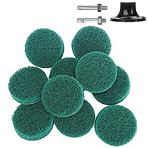 10PCS Sanding Discs 2 Inch Roll Lock Quick Change Discs 1pcs 1/4'' Holder Surface Conditioning Discs for Die Grinder Surface Strip Grind Polish Burr Finish Rust Paint Removal,Green