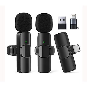 Z Innovations Wireless Lavalier Microphone, Dual Omnidirectional, Plug-and-Play, Compatible with iOS and Android, Ideal for Vlogging, Live Streaming, Interviewing, and Recording