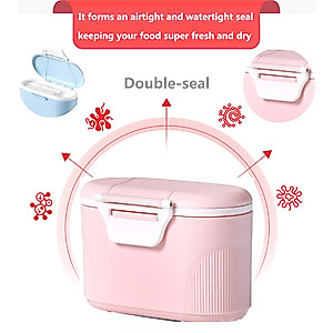 YEEHO Travel Infant Formula Dispenser Box with Scoop, Portable Baby Dry Milk Powder Food Container with Spoon Airtight Storage Easy go Parents Choice Sealed Flour Case,Pink