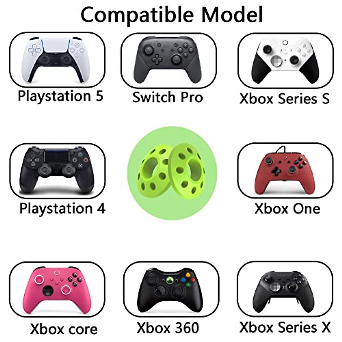 Aim Assist Motion Control Rings Compatible with PS5,PS4,Xbox Series X/S,Xbox Core,Xbox Elite 2 Core Controller Precision Rings Rubber Accessories Two Different Strength (3pack-Green)