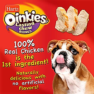 Hartz Oinkies Rawhide-Free Chicken-Wrapped Lasting Chew Bone Dog Treats, 12 Count, Highly Digestible, No Artificial Flavors or Colors