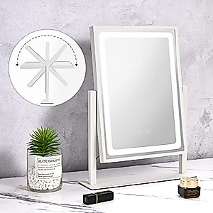 IBRIGHTSO Vanity Mirror with Lights, Hollywood Makeup Mirror with Lights, Touch Control, 3 Color Lighting Modes, Dimmable, Detachable 10X Magnification Mirror, 360° Rotation (16in, White)