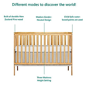 Dream On Me Synergy 5-In-1 Convertible Crib In Natural, Greenguard Gold Certified