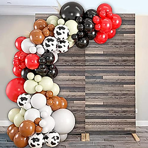 Cow Balloons Garland Arch Kit, Red White Black Cow Print Farm Animal Theme Party Balloon Garland Arch Kit Red Balloons for Kid's Birthday Party Baby Shower Party Supplies