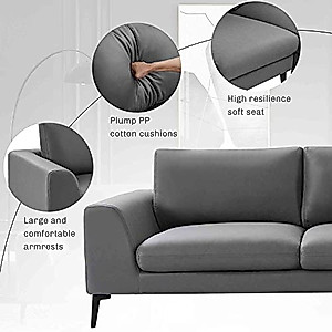Cotoala 141inch Air Leather Sectional Sofa with Metal Legs, Huge Corner Wedge Design, Modern English Arm Couch for Living Room, Grey
