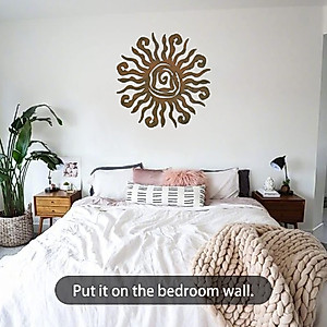 Wacky Sun Metal Wall Art Steel Out Door Decor, Metal Sun Art Wall Decor for Home, Bedroom, Living Room, Office, Garden - 18", Copper