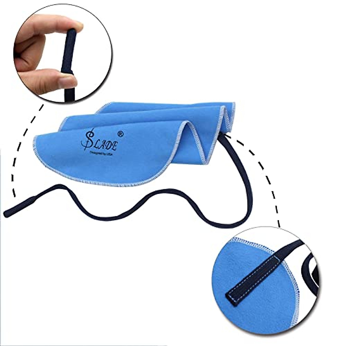 Lerodite Cleaning Cloth Swab for Inside Tube Suitable for Clarinet Piccolo Flute Sax Saxophone (Blue)