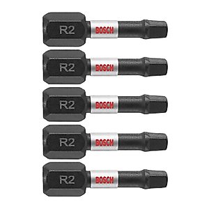 BOSCH ITSQ2102 2-Pack 1 In. Square #2 Impact Tough Screwdriving Insert Bits