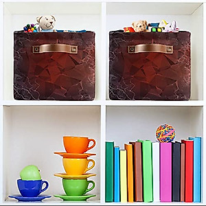 Basketball Fire Water Rectangular Storage Basket Storage Bin Collapsible Storage Box with Leather Handles Storage Hamper Organizer for Home, Bedroom