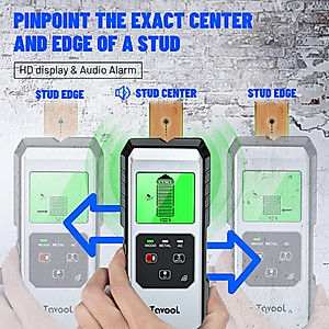 Stud Finder Wall Scanner Detector - Upgraded 6 in 1 Electronic Sensor Wood Wall Detector Beam Finder for Drywall Joist Pipe Live AC Wires Metal with Magnetic/Non-Magnetic, LCD Display & Sound Warning