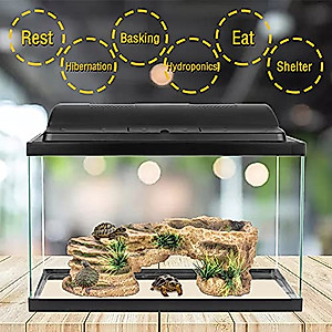 Turtle Basking Platform, Resin Dock Resting Rectangular Aquarium Turtle Tank Decorations, Reptile Habitat Accessories, Reptile Hide Floating Ledge Resting Terrace for Bearded Dragon, Newts, Lizard