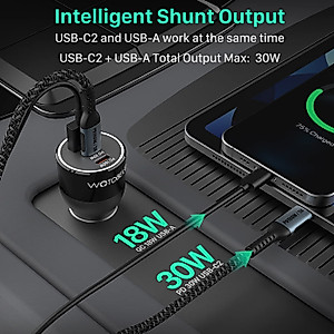 WOTOBEUS 120W USB C Car Charger Adapter with Dynamic LED Display - PD3.0 100W & PPS 45W QC5 Super Fast Charging, Fit for iPhone 16 15 14, iPad, MacBook, Samsung Galaxy S24 S23, Pixel, Type-C Laptops