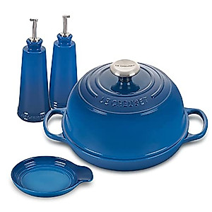 Le Creuset 9 1/2 in. Bread Oven Enameled Cast-iron Bundle with Oil & Vinegar Set and Spoon Rest - Marseille