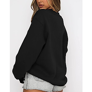 Fanway&EC Women's Long Sleeve Sweatshirt Casual Crewneck Oversized Pullover Hoodies Fall Tops Black
