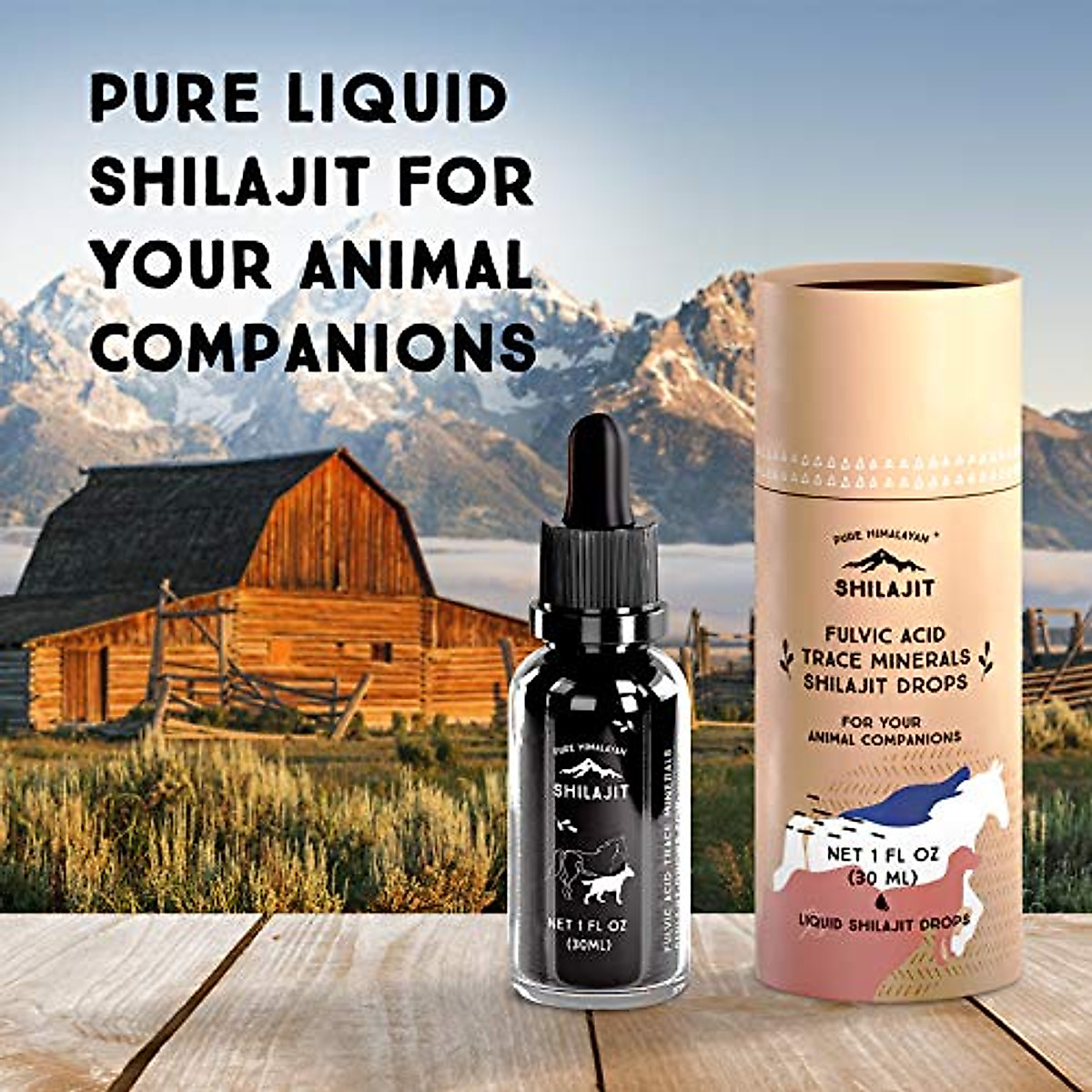 Pure Himalayan Shilajit - Pet Supplement for Dogs, Cats and Horses, Liquid Drops - Trace Minerals & Fulvic Acid (30mL, Pack of 1)