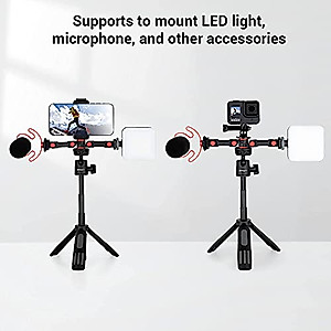 simorr Dual Cold Shoe Extension Bar Universal Cold Shoe Mount Bracket Plate Adapter, Camera Flash Brackets with 1/4" Thread Holes for Microphone,Led Video Light,Audio Recorder Monitors-3483