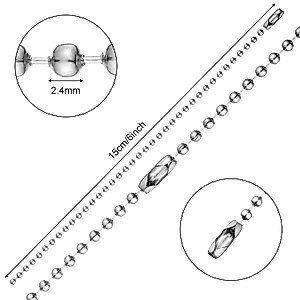 WILLBOND 150 Pieces Shower Curtain Hooks Bathroom Shower Curtain Rings Chain Keychain Ball Key Rings, 6 Inch (Silver)