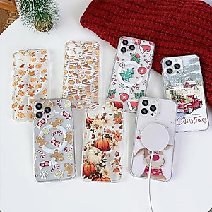 Skyseaco for iPhone 13 Pro Max Case Compatible with MagSafe, Christmas Candy Elk Christmas Tree Pattern, Full Camera Lens Protective Soft and Hard PC Shockproof Case - Christmas Style 01 / Clear