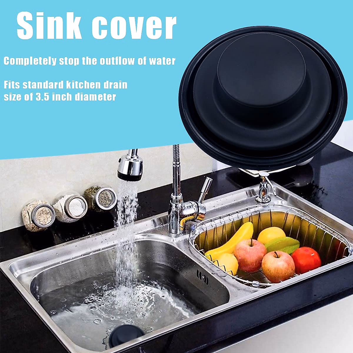 3 Pieces Kitchen Sink Stopper Strainer, 3 in 1 Kitchen Sink Basket Strainer, Universal Anti-Clogging Stainless Steel Sink Disposal Stopper, Perforated Basket Drain Filter Sieve