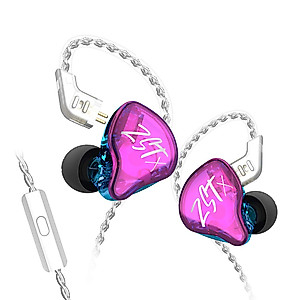 KZ ZSTX Hybrid 1BA+1DD in Ear Monitor Earbuds Balance Armature with Dynamic in-Ear Earphone Headphones HiFi Headset (with mic, Purple)