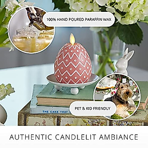 Luminara Rose Tan Egg Figural Flameless Moving Flame Candle, Unscented Real Wax LED Candle, Timer, Holiday Decoration Centerpiece (3"x4.25")