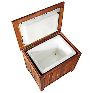 CHARMMA Ice Box,Garden Cooler Solid Acacia Wood Ice Chest Beverage Cart Wine Ice Bucket for Outdoor,Patio,Garden Party 24.8"x 17.3"x 19.7"(LxWxH)