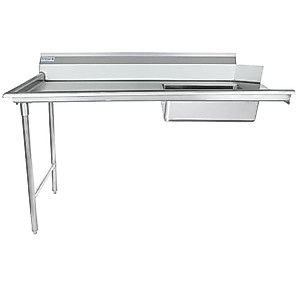 Empura 60" Wide Stainless Steel Soiled Dishtable with Backsplash | Straight Design Left Hand Side Commercial Worktop Table for Restaurant Diner Cafeteria Kitchen | 60"W x 30"D x 41.5"H, 16 Gauge, NSF