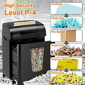 Suntiko Paper Shredder, 18-Sheet Cross Cut Level P-4, Shred Paper/Credit Card/CD, with Large Pull Out Bin，Insert Auto Jam Proof System Shredder for Home&Office