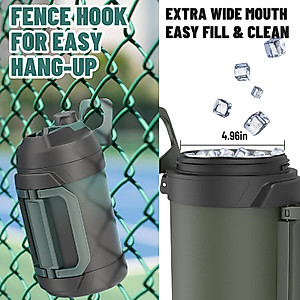 Zukro 1 Gallon Water Jug, One Gallon Large Triple Wall Insulated Metal Jug With Straw and Spout, No Sweat 128 oz Stainless Steel Sport Water Bottle Keeps Cold 48 Hours for Outdoors, Cyan