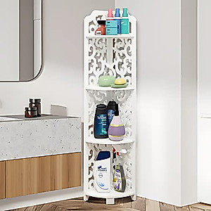 Yeysynana 4 Tier Corner Shel, Corner Ladder Shelf for Living Room, Free Standing Corner Shower Rack for Bathroom, Multipurpose Corner Shelves Unit for Small Spaces (Baroque)