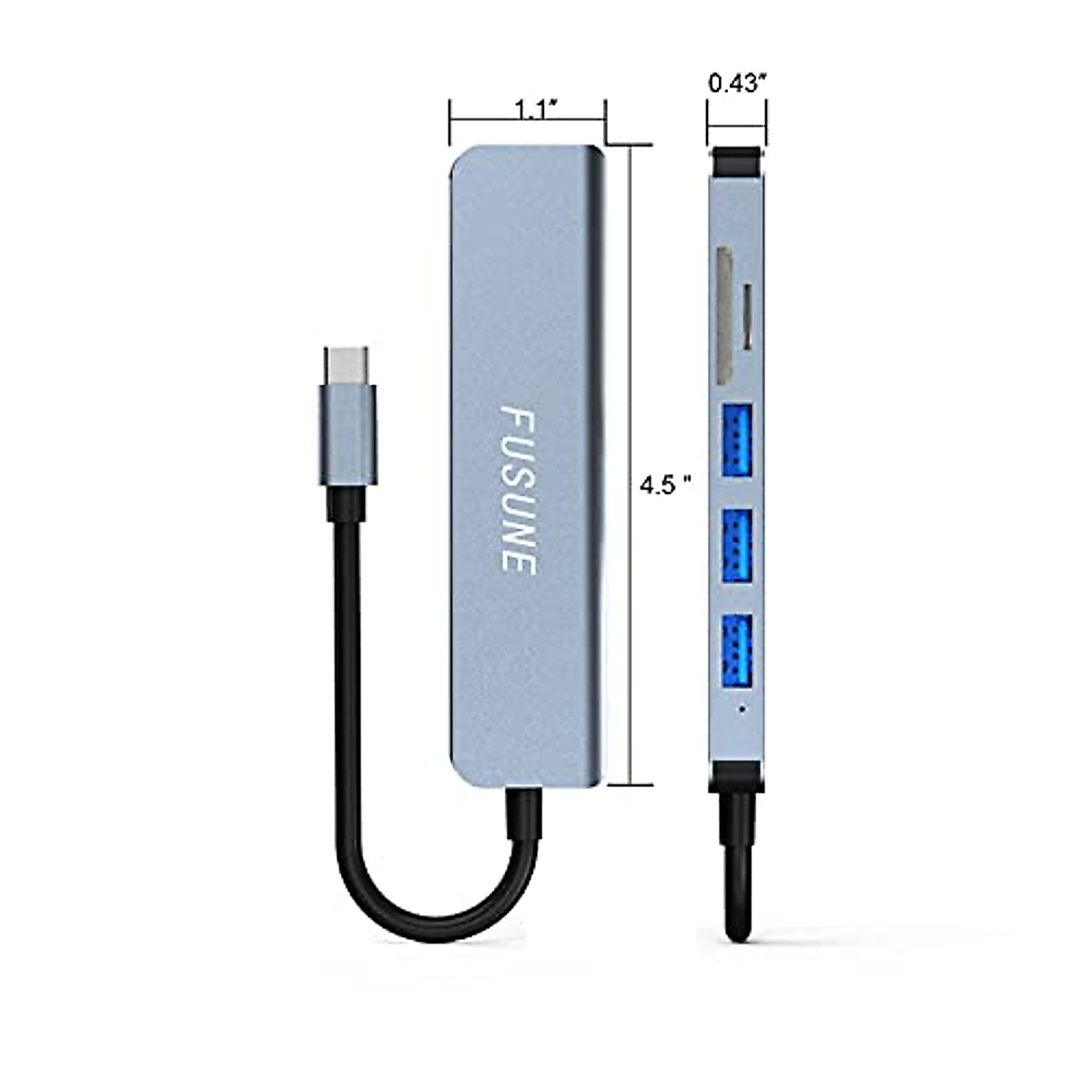USBC HUB to 4K HDMI Adapter USB Type C Dock with 4K HDTV Output FUSUNE USB C HUB Docking Station with USB3.0 X 1 2.0 X 2 Port SD/TF Reader Slot for Samsung MacBook iPad pro Chromebook HP XPS ipad 4k