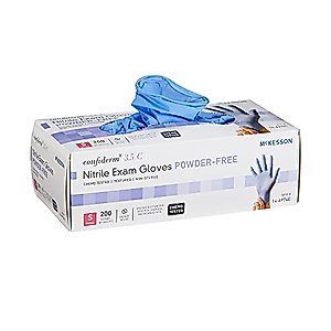 McKesson Confiderm 3.5C Nitrile Latex-Free SM Exam Gloves, Small, Chemo Tested, Powder-Free, 200/BX