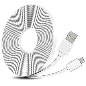 FASTSNAIL 16.4FT Flat Power Extension Cable for WyzeCam, for WyzeCam Pan, for Wyze Cam V3, for KasaCam NestCam Indoor, for Yi Cam, for Blink, USB to Micro USB Charging and Data Sync Cord (White)