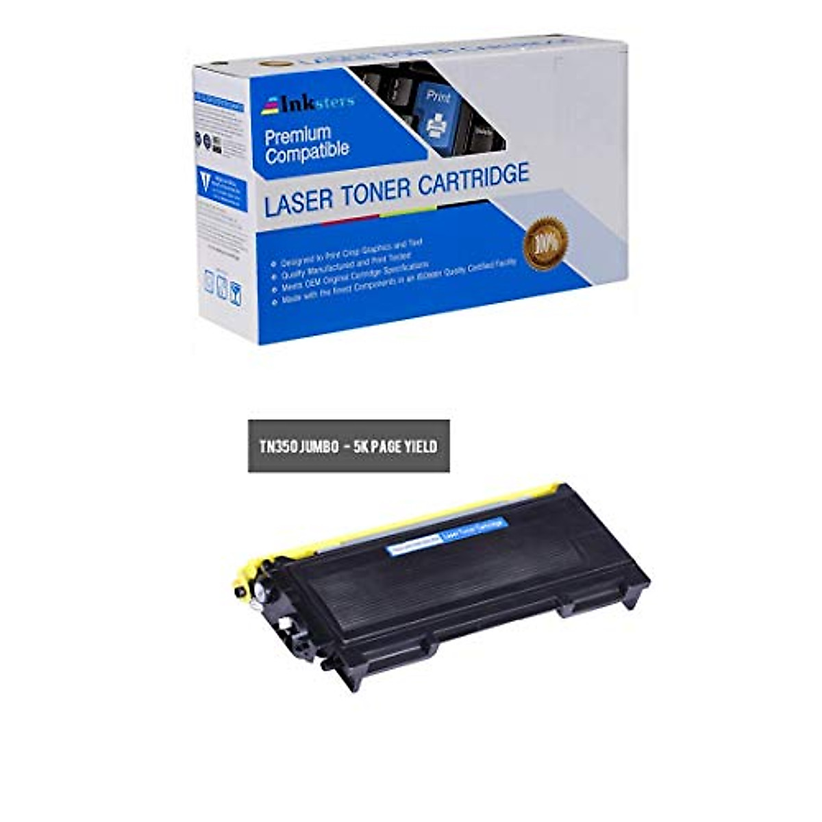 Inksters Compatible Toner Cartridge Replacement for Brother TN350/TN2000/TN2025 Black Jumbo - Compatible with HL 2030 2040 2070N DCP 7010 7020 7025 IntelliFAX 2820 2910 2920 MFC 7220