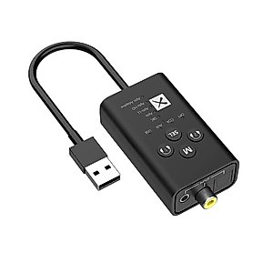 eppfun AK3046D Bluetooth 5.2 Qualcomm aptX-Adaptive HD Transmitter with 3.5mm AUX/RCA/COAXIAL/SPDIF Optical, SBC/aptX Low Latency Dual Connection Audio Adapter for TV PC (Black)